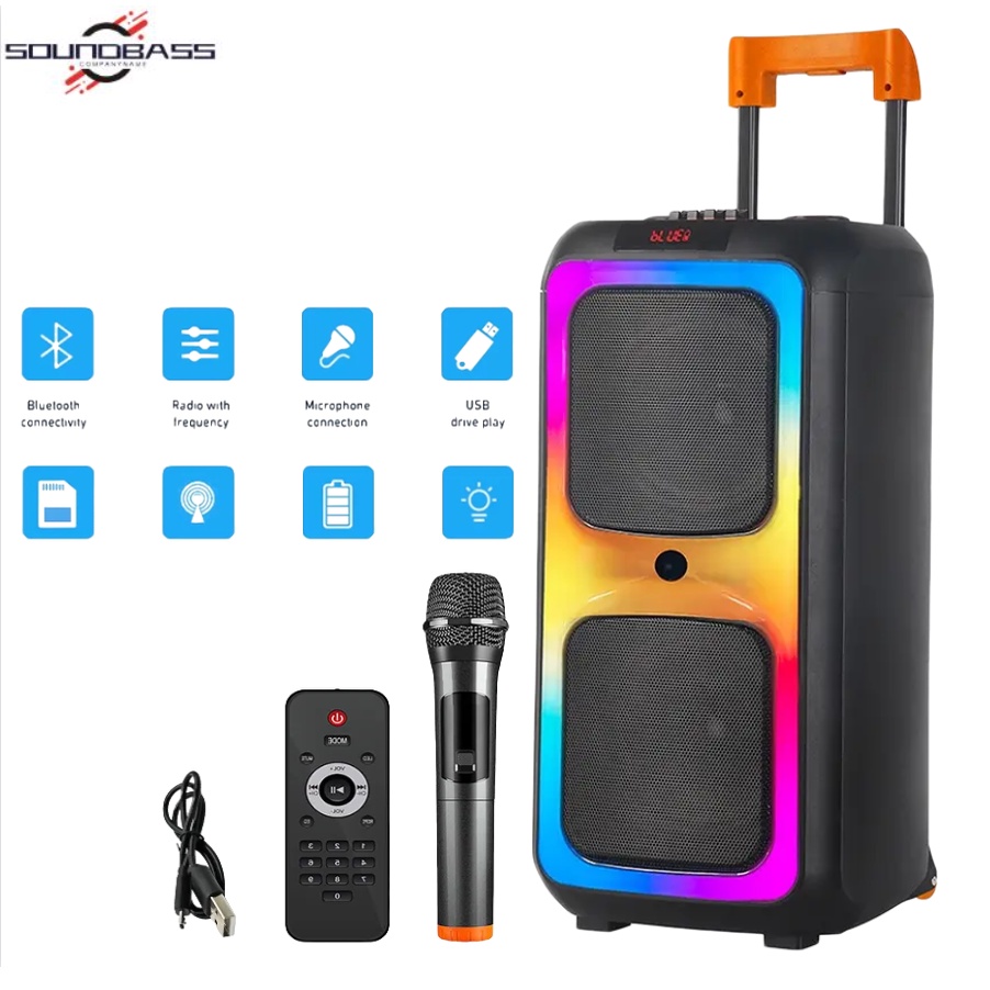 Professional Sound 6000w RGB Party Portable Wireless High Power Big Speaker Trolley | Shopee ...