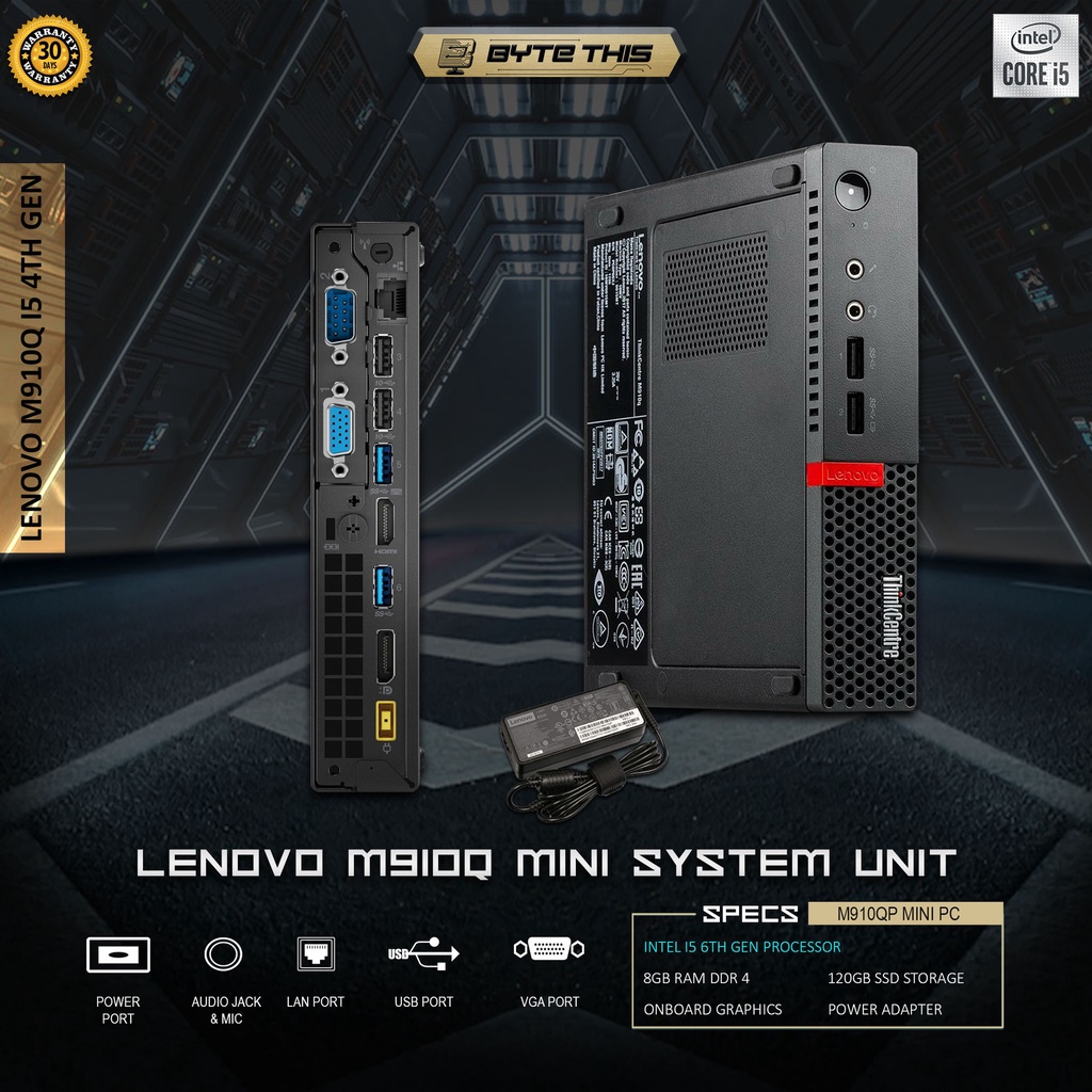 LENOVO M910Q MINI SYSTEM UNIT I5 6THGEN 8GBRAM DDR4 120GB SSD ...