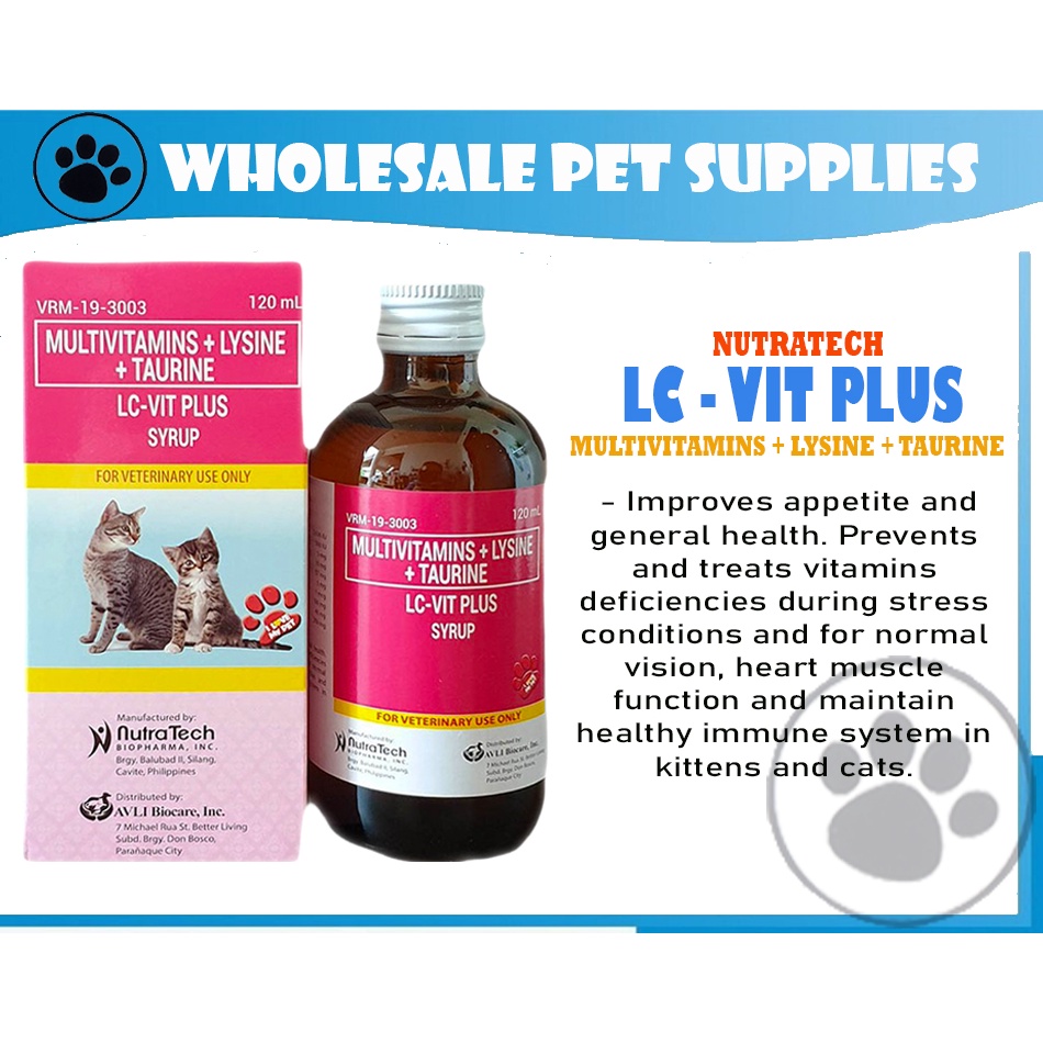 LC-Vit Plus Syrup 120ml for CATS (Multivitamins + Lysine + Taurine ...