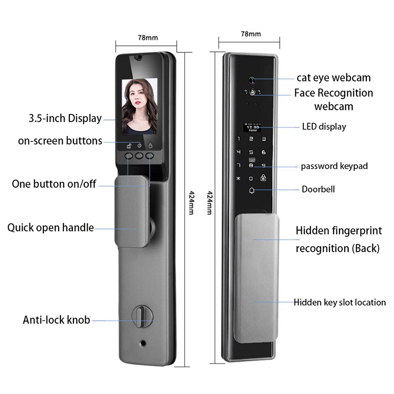 Face Recognition Smart Door Lock With Security Camera Password Face ...