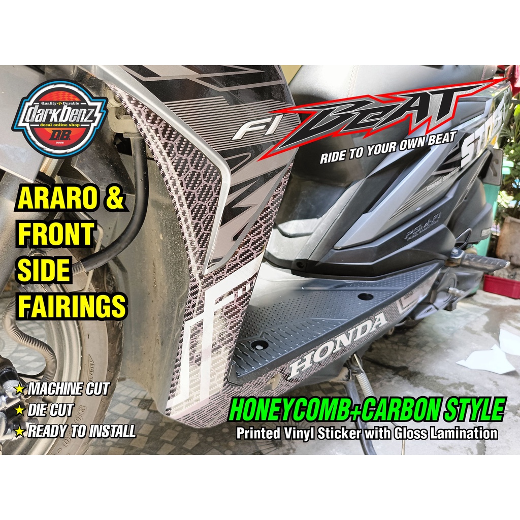 Honda BeAT Fi V2 - New Honeycomb+Carbon Style Concept Printed Sticker ...