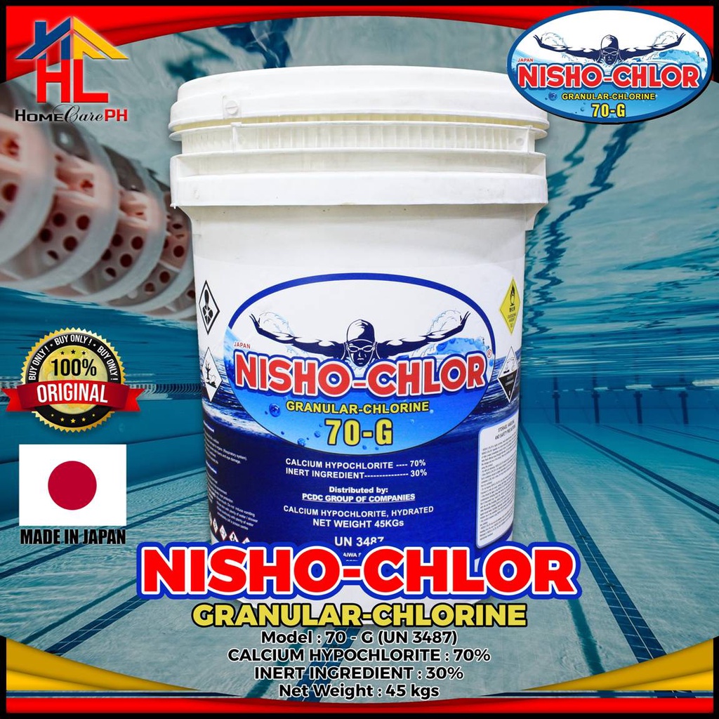 Japan Nisho -Chlor 70% Granular Chlorine 45kg Drum with Free 20pcs KN95 ...
