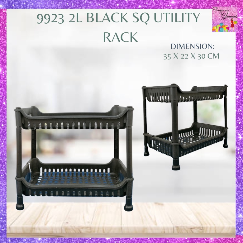 2 LAYER BLACK UTILITY RACK/ ORGANIZER RACK/ 2 LAYER ORGANIZER TRAY ...