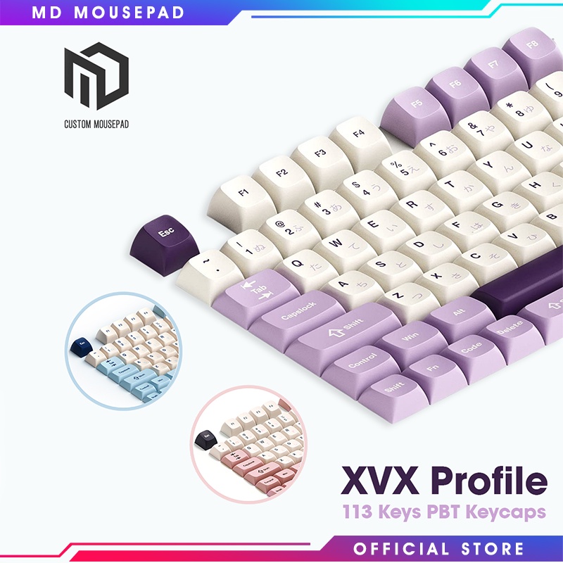 MD x Womier | Radiant Series 113 | 120 Keys PBT Keycaps Purple Pink ...