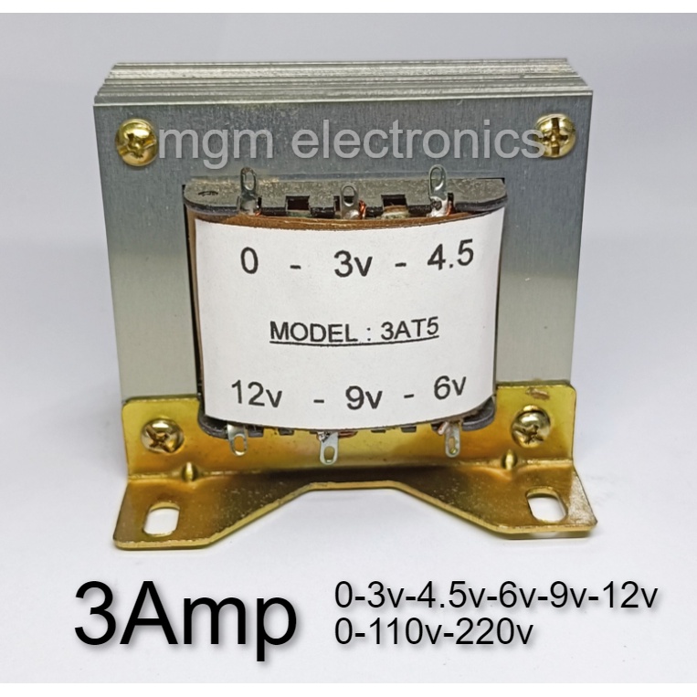 TRANSFORMER 3AMP multi-tap 3V/4.5V/6V/9V/12V SECONDARY, PRIMARY 110V ...