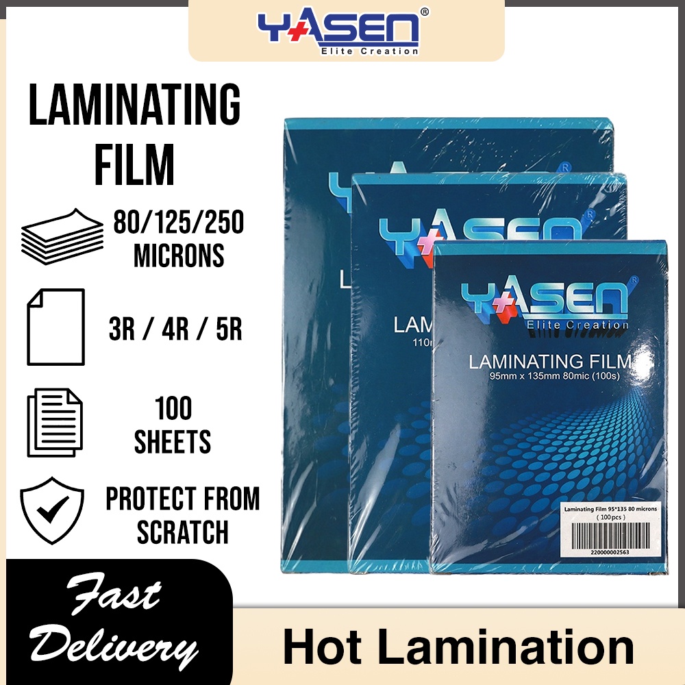 Yasen Laminating Film 3R || 4R || 5R Size 125 / 250 Microns (100 Sheets ...