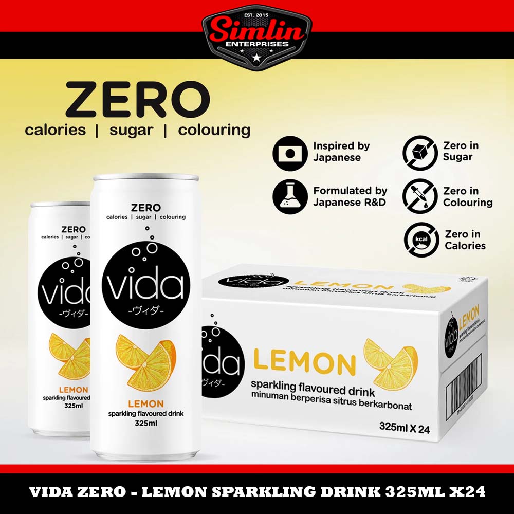 Vida Zero Sugar Vitamin C Sparkling Drink 325mL x 24 (Sakura, Salty ...