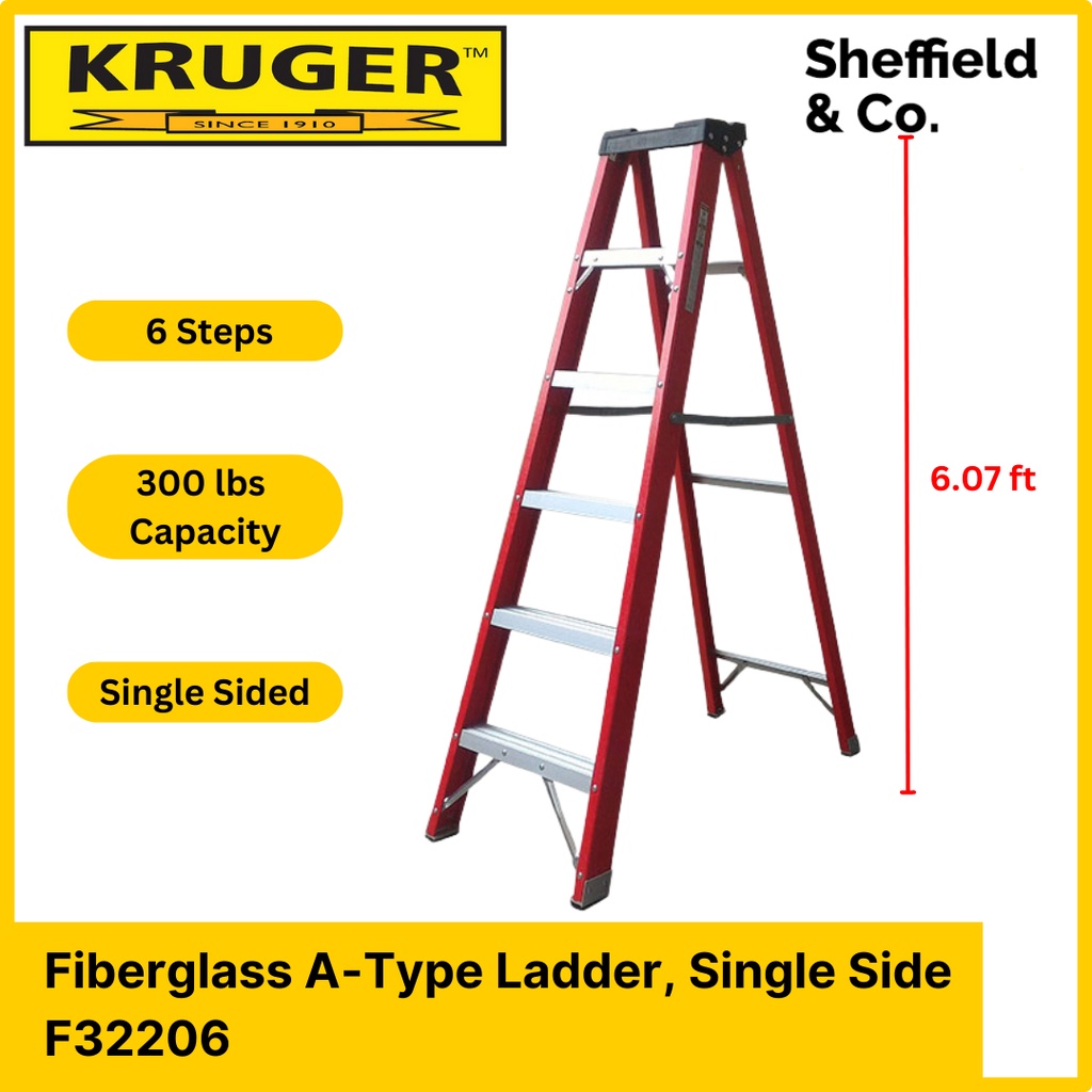 Kruger Fiberglass Single Side Ladder, F32206 (6 ft) | Shopee Philippines