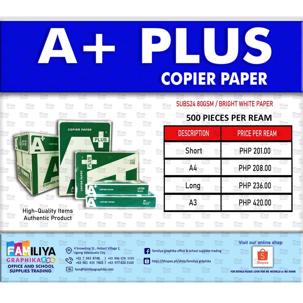 A+ Plus-Copier-Paper | Shopee Philippines