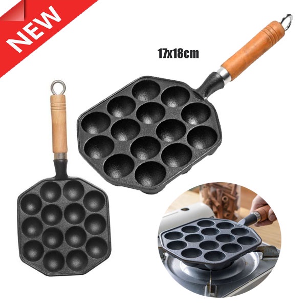 New 14 Holes Round Ball Pan Cake Waffle Takoyaki Maker Nonstick Cooking ...