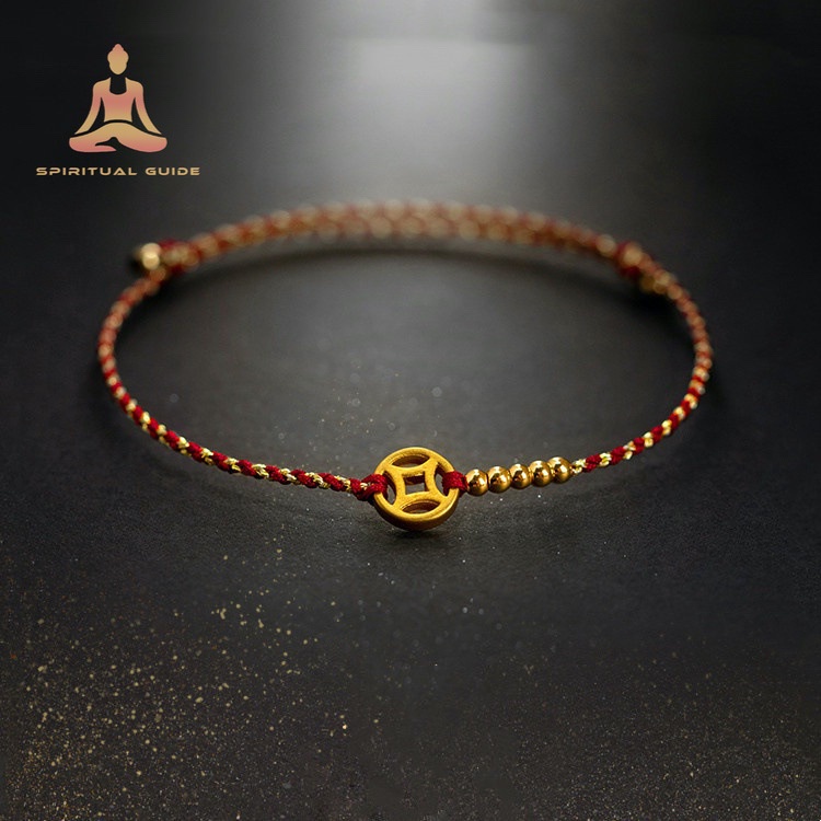 Handmade Lucky Red String 14K Gold Money Coin Bracelet | Shopee Philippines
