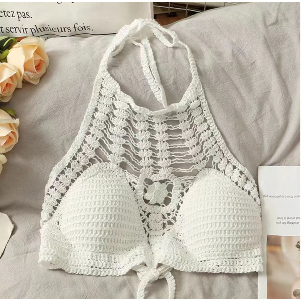 Crochet Top Beach Outfit For Women Knitted Swimwear Top Hawaiian ...