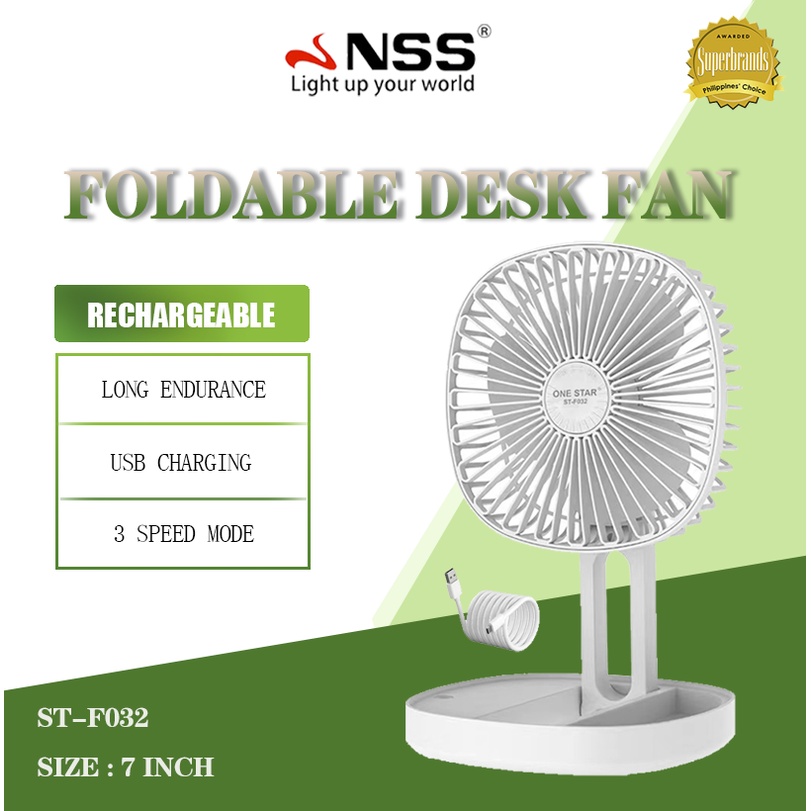 Electric Desk Fan Foldable Fan Rechargeable Portable Mini Fan USB ...