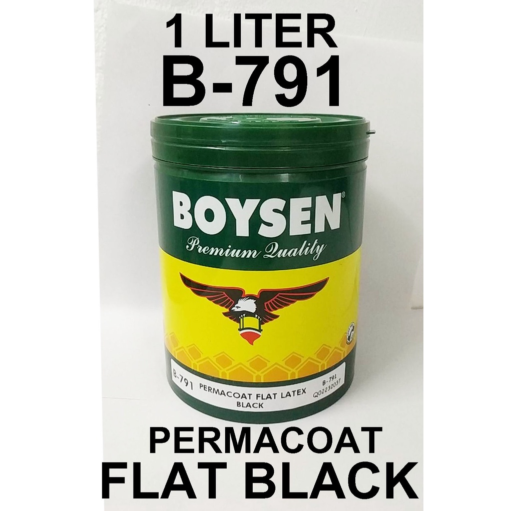 ( 1 LITER ) BOYSEN LATEX FLAT BLACK PERMACOAT B-791 FOR WOOD AND CEMENT ...