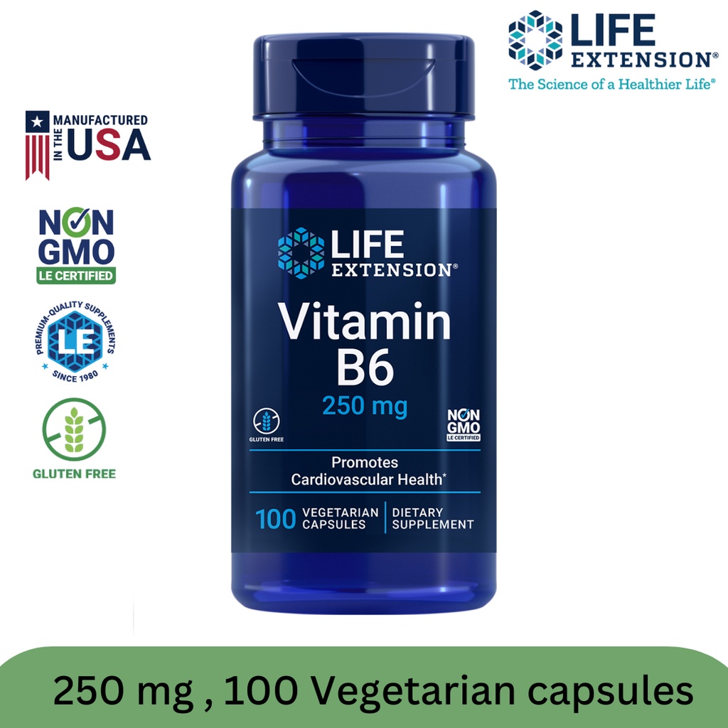 Life Extension Vitamin B6 250 mg 100 Vegetarian Capsules | Shopee ...
