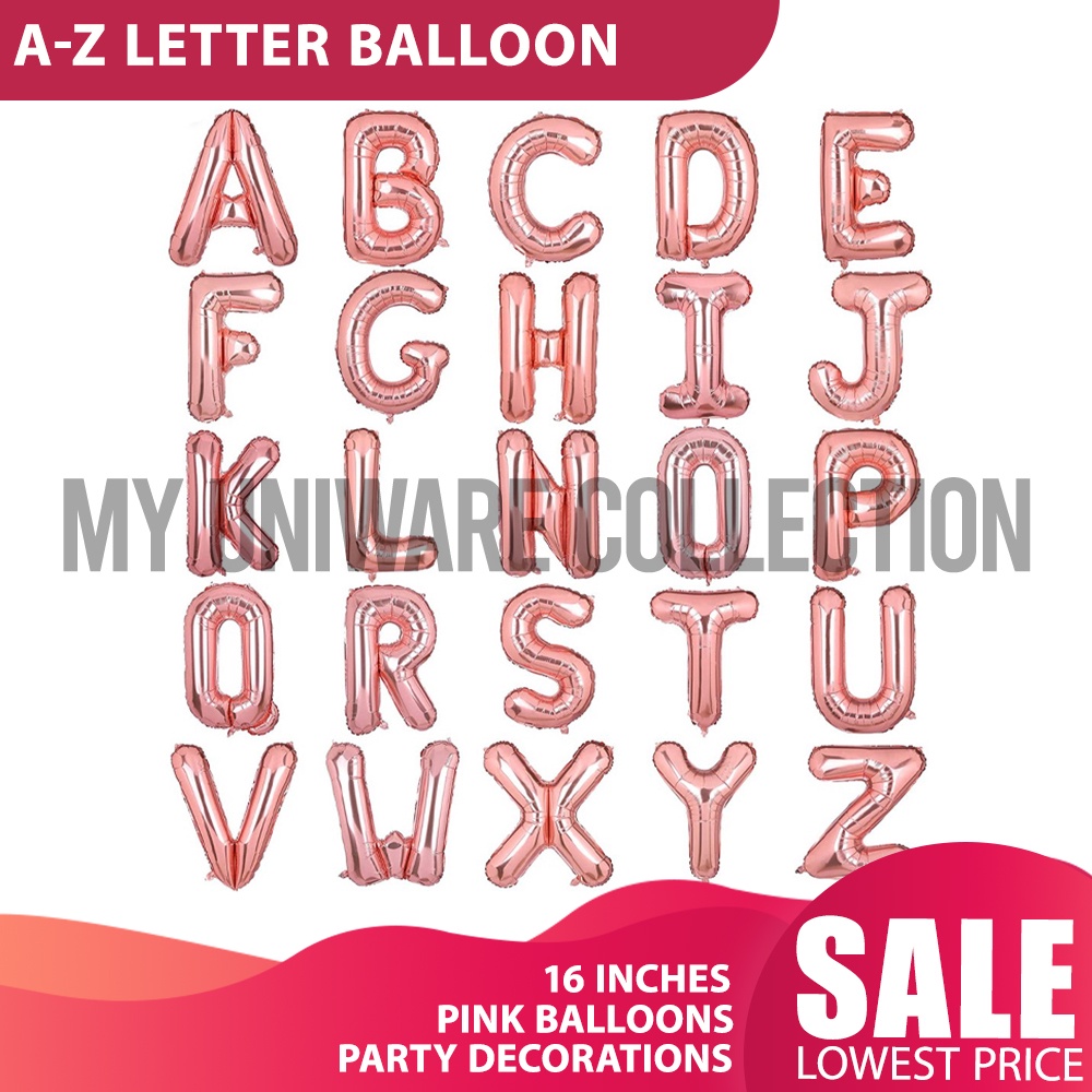 16 inches A-Z PINK Capital Letter Balloon Birthday Wedding Party ...