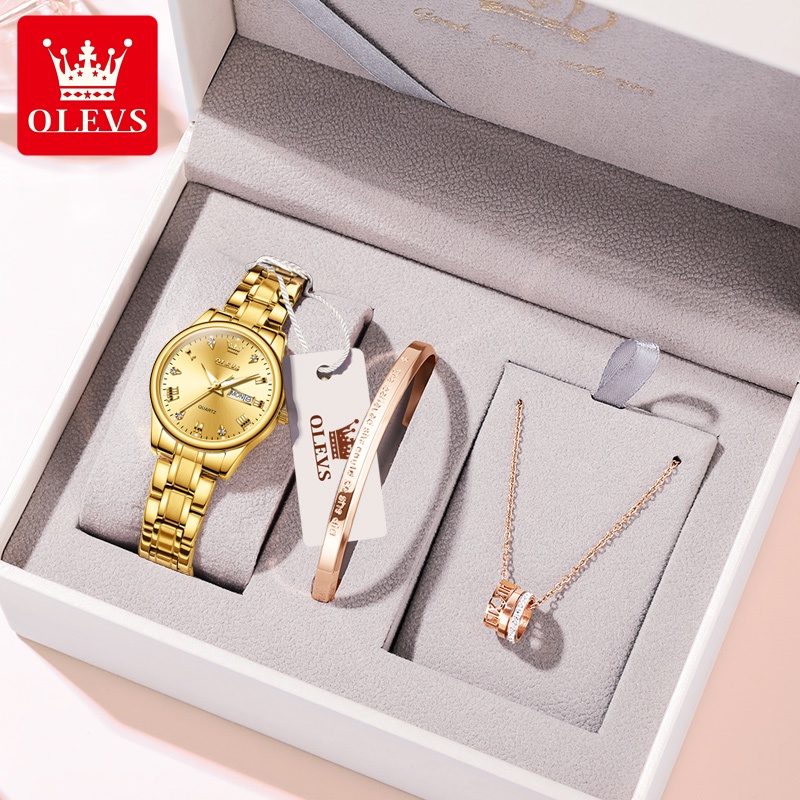 Olevs Watch Original Waterproof Women's Fashion Gold Relo Quartz Analog ...