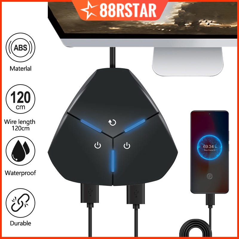 Dual USB Ports PC Computer Desktop Power Button Switch With 120cm Cable ...