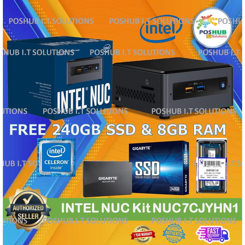 INTEL NUC NUC7CJYHN1 MINI PC KIT Intel® Celeron® Processor J4025 (4M Cache, up to 2.90 GHz) FREE ...