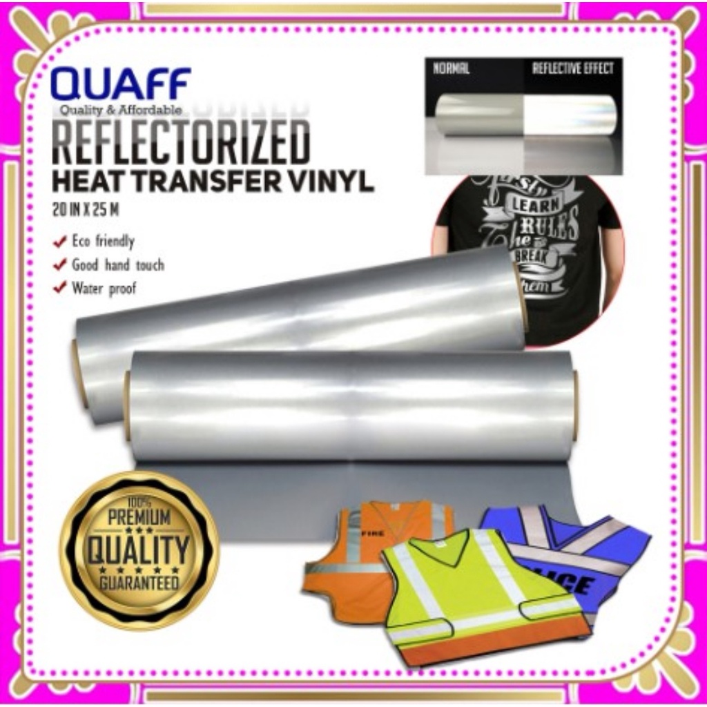 (5meter X 20 inches) QUAFF Reflective Heat Transfer vinyl With Adhesive ...