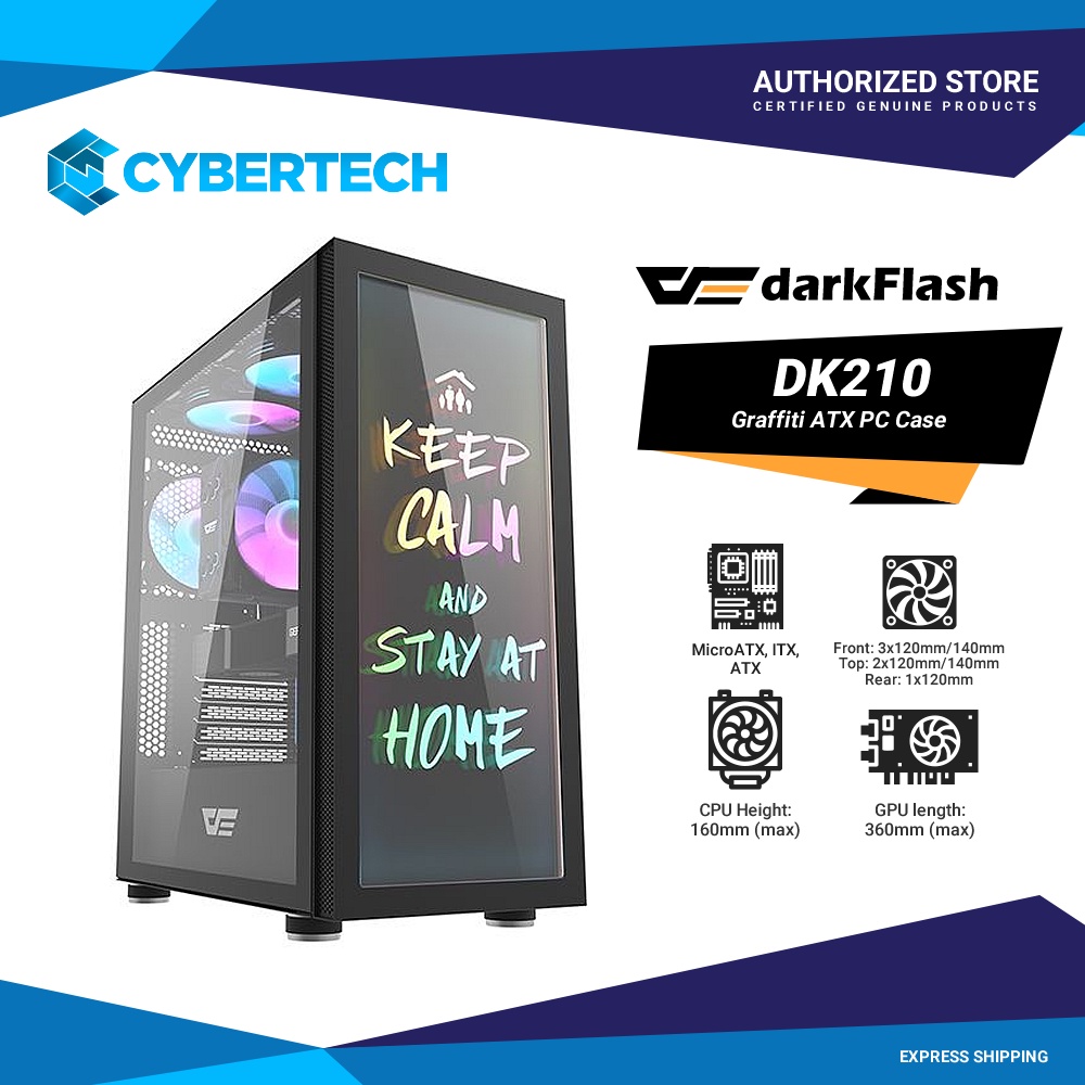 DarkFlash Dk210 V2 Graffiti ARGB Syncable Front Panel with Tempered ...