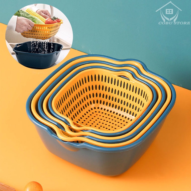Kitchen Drainer Basket Double Layer Vegetable Fruit Washing Strainer ...