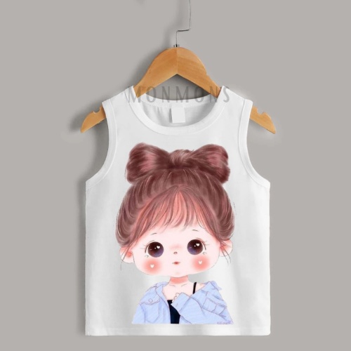 Monmons 1 PC White Sando Shirt for Kids Girls Cotton Spandex Cute ...