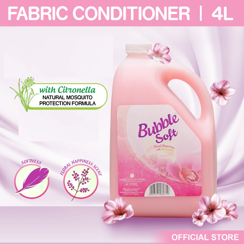 Bubble Soft Fabric Conditioner 4L - Floral Happiness w/ Citronella ...