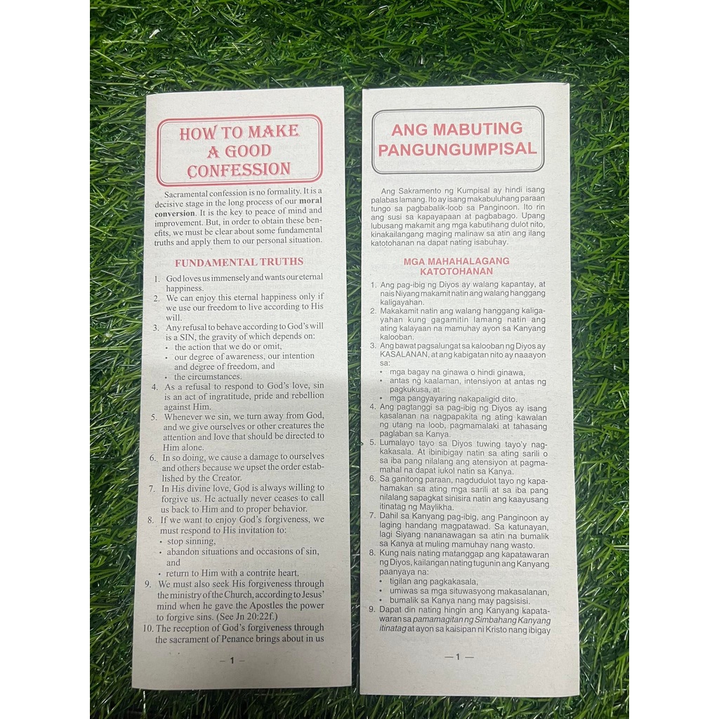 How to Make a Good Confession (10 pcs) available in English or Tagalog ...