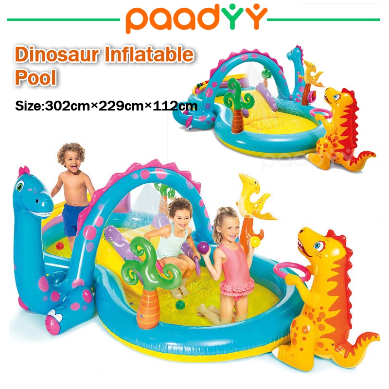 INTEX 8-shaped Dinosaur Inflatable Swimming Pool With Slide Inflatable ...