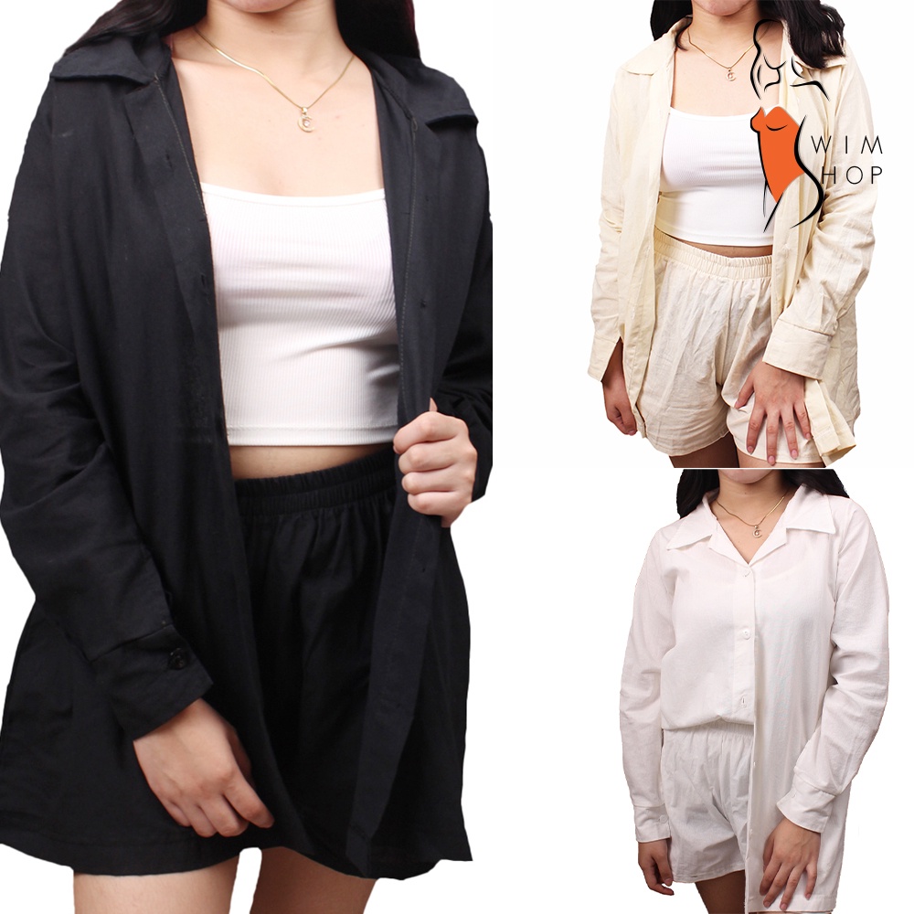 SS Arleth 3 in 1 Set Terno Short Long Sleeve Sando | Shopee Philippines