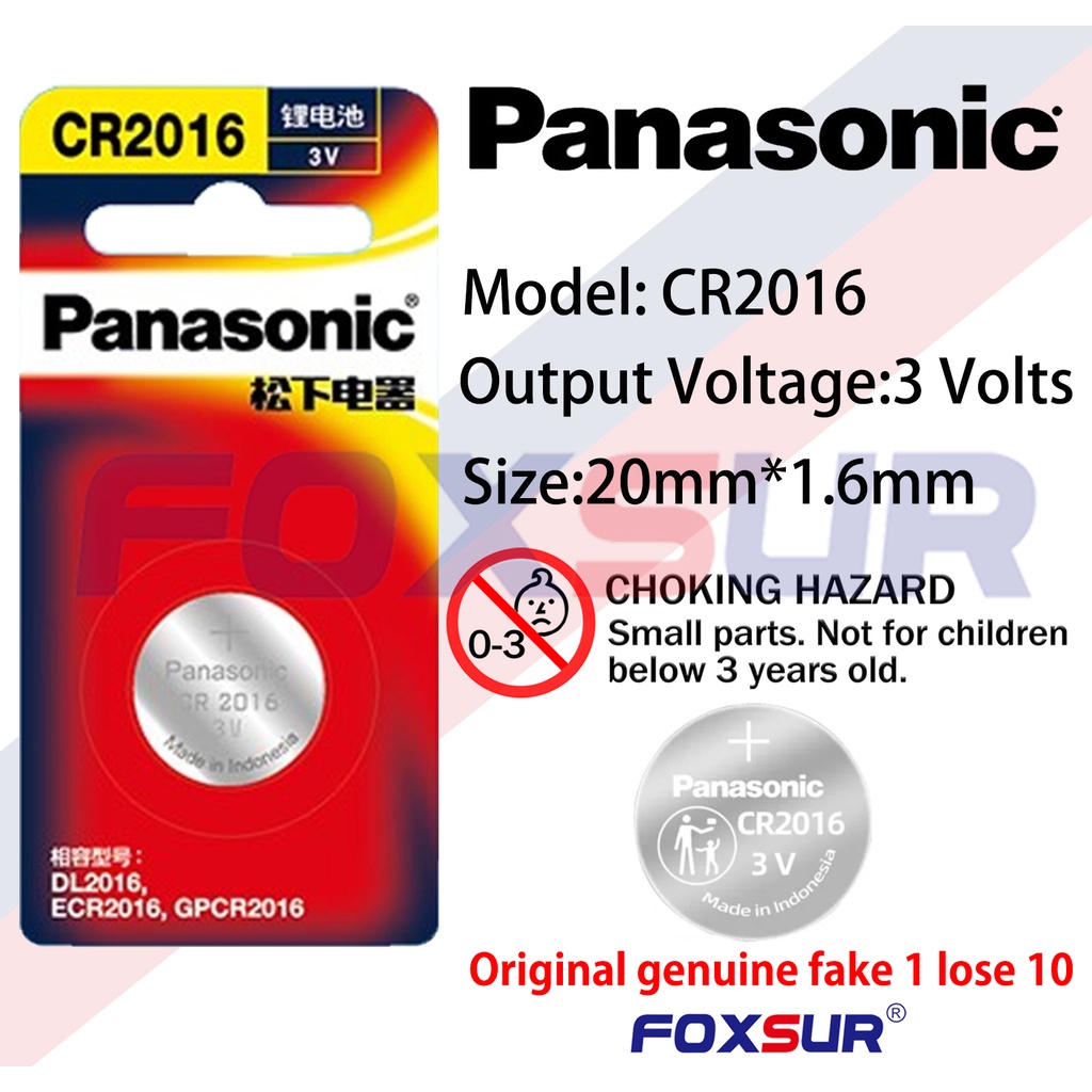 Panasonic CR2016 ECR2016 2016 Lithium Coin Cell Button Battery 3V ...