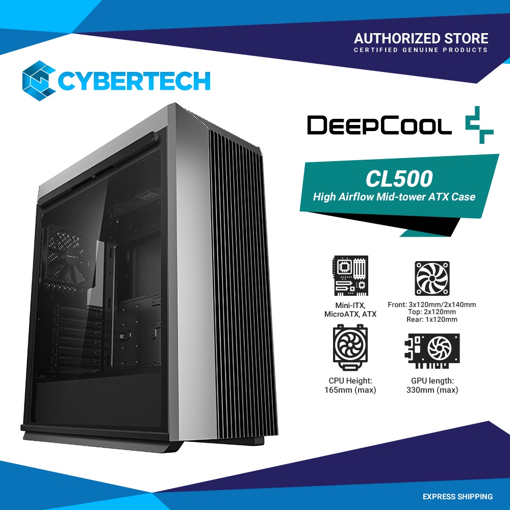 DEEPCOOL CL500 High Airflow Mid-tower ATX Case Black R-CL500-BKNMA1N-G ...