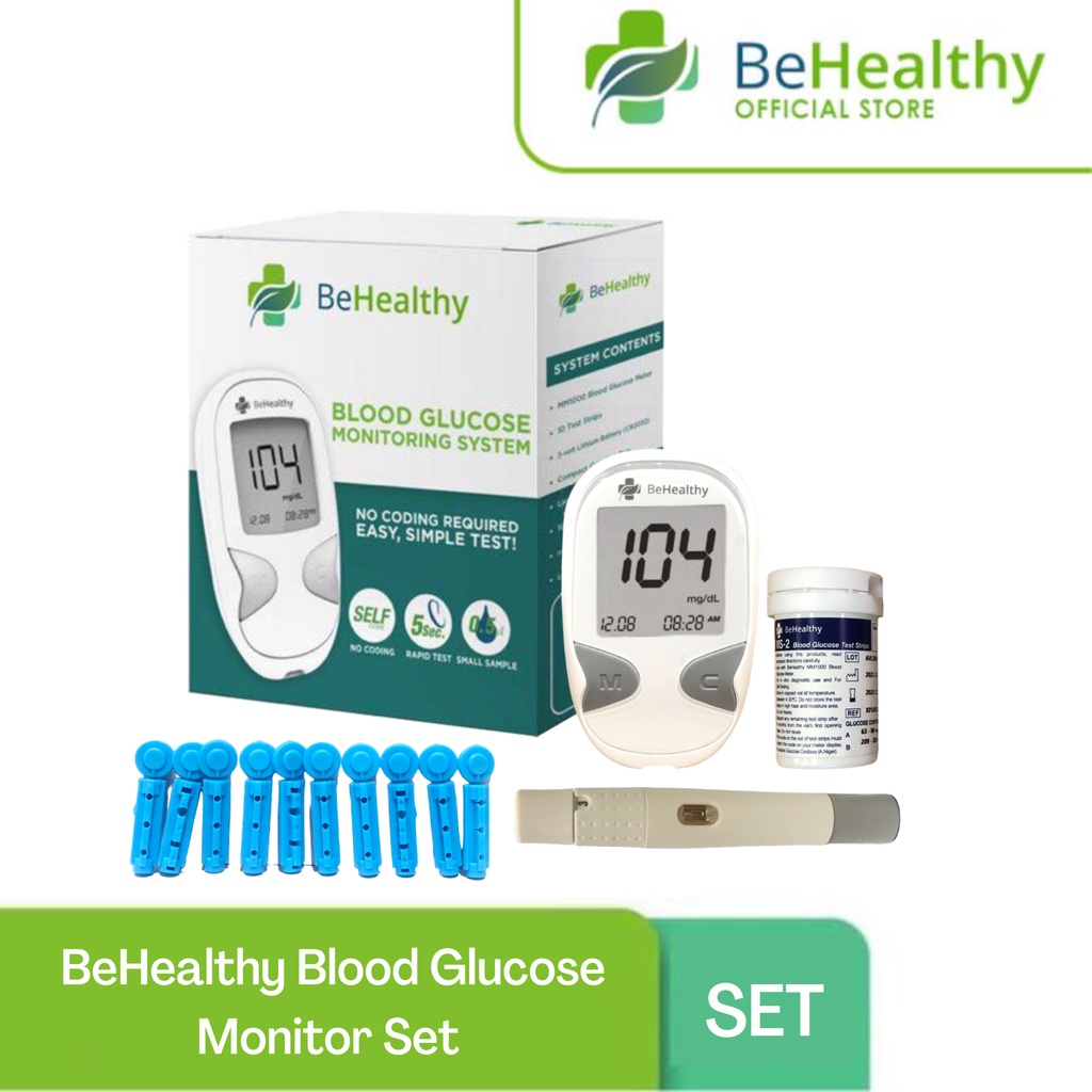 BeHealthy Blood Glucose Monitor Set Sugar Test Monitor - Glucometer, 10 ...