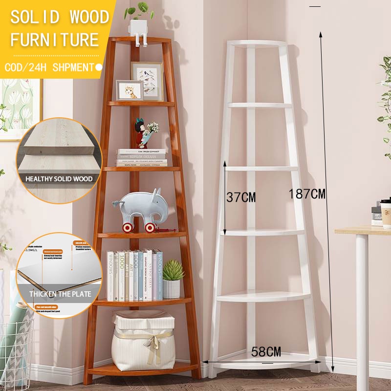 4/5/6 layer Solid Wood Corner rack Corner Shelf Flower Stand Bookshelf ...