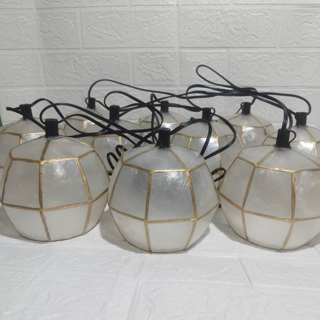 Capiz Ball with lights Solar Power & Plug Type Outdoor Free Extra Bulbs ...