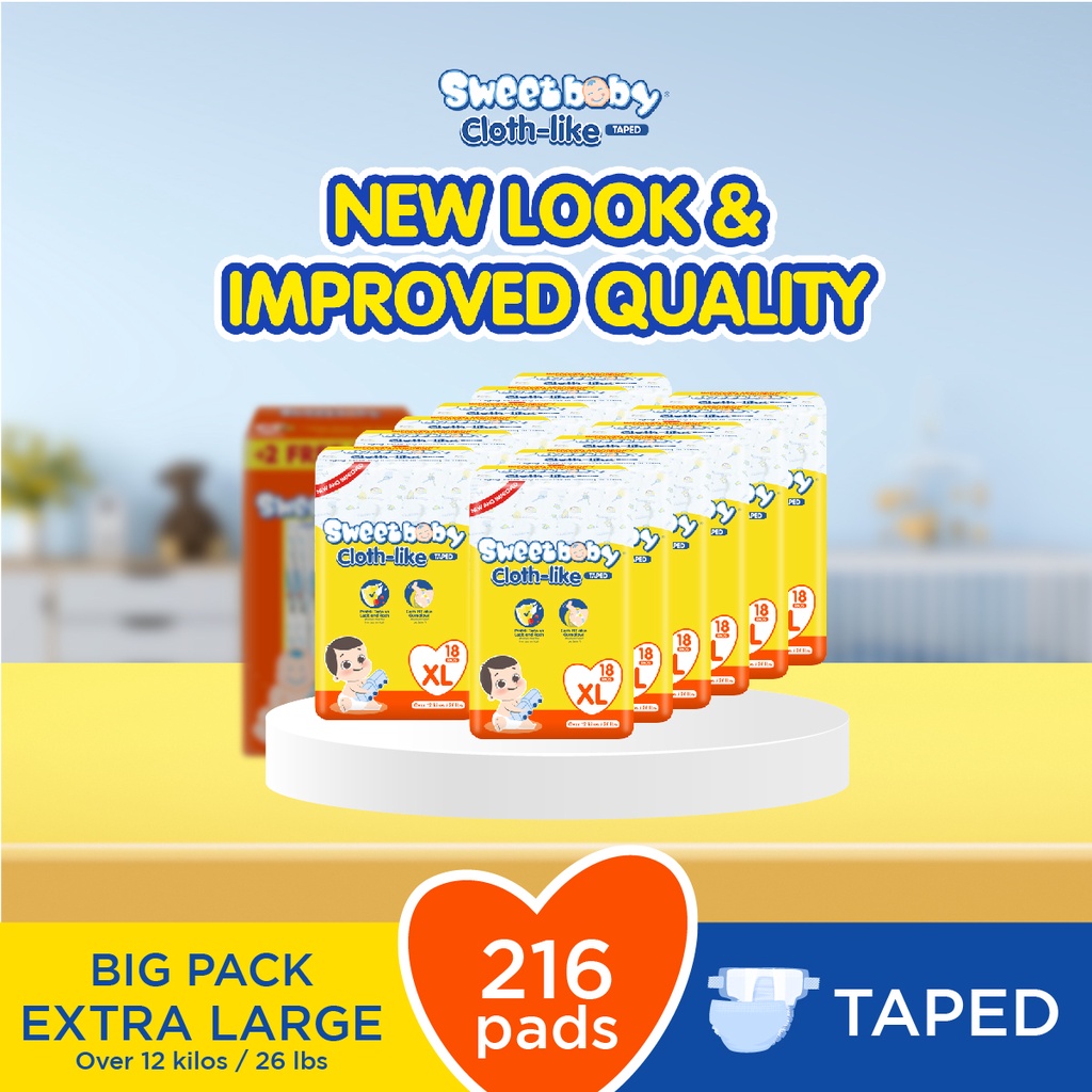SWEETBABY REGULAR CLOTH-LIKE BIG PACK XL 18s x 12 PACKS | Shopee ...