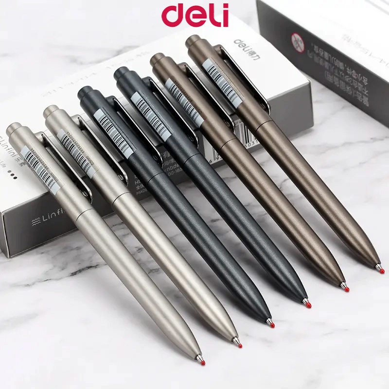 Deli Metal Gel Pen 0.5mm Black Ink Smooth Writing Pen Office Sign Pen ...