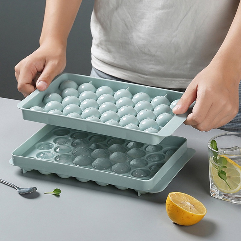 33 Grids Round Ice Cube Whiskey Ice Cube Molder, Cube Maker Ball Mold ...