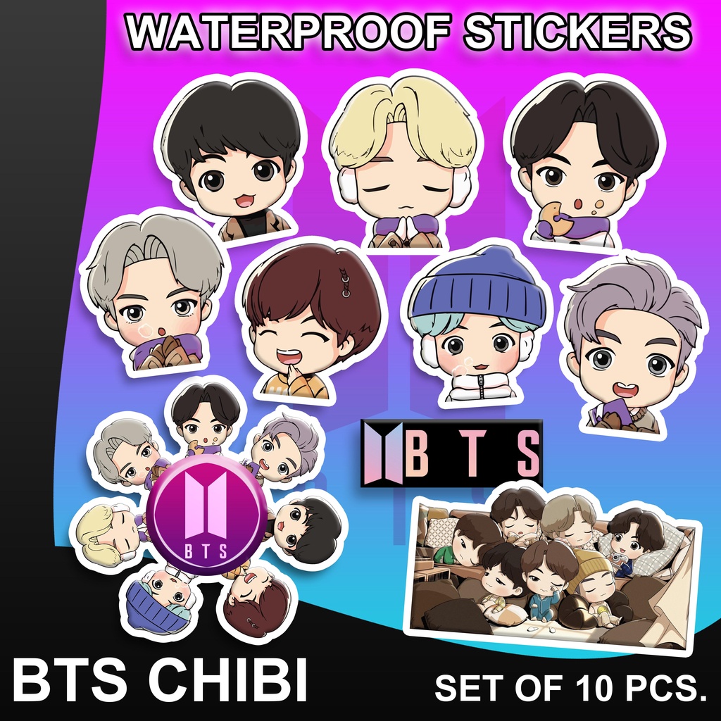 BTS Chibi Waterproof Vinyl Stickers | Shopee Philippines