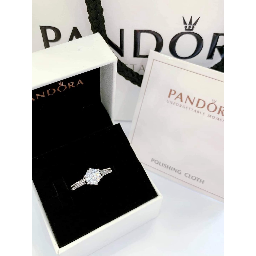 Pandora Double Halo Promise Ring w/ Box (Adjustable) Free Earrings Gift ...