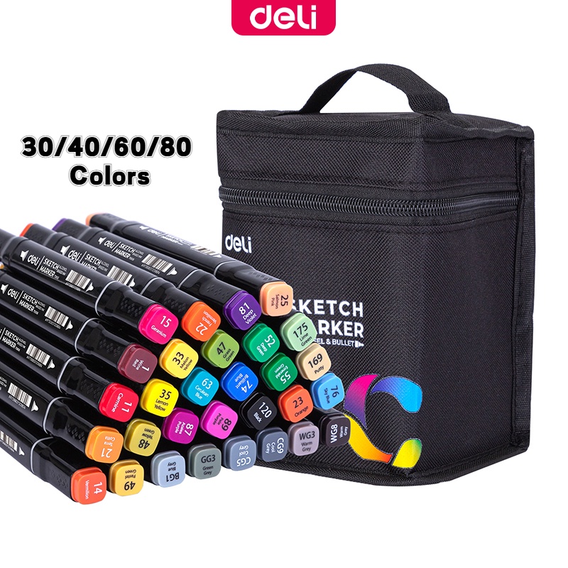 Deli 30/40/60/80 Colors Painting Markers Manga Sketching Art School ...