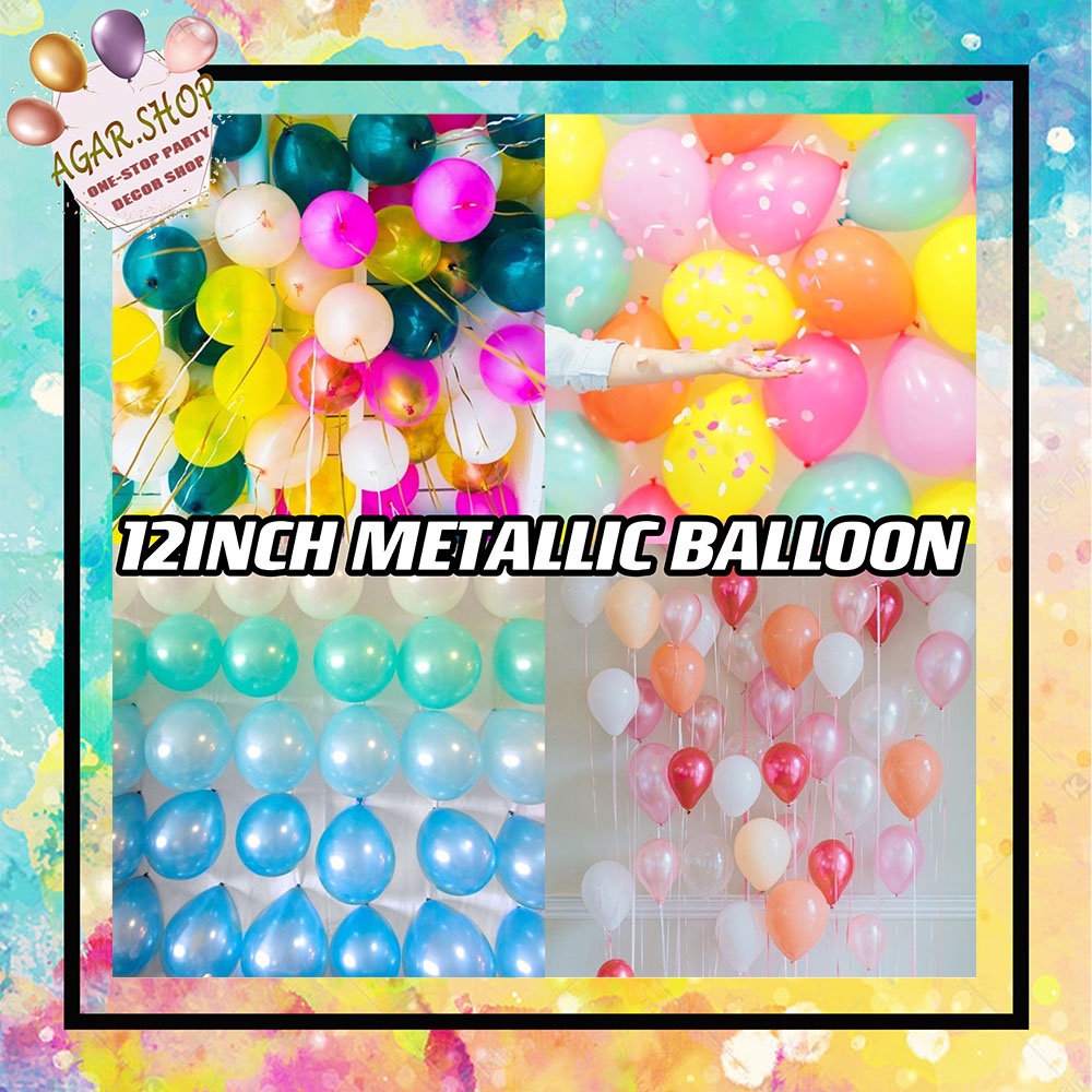 Agar.Shop 12 Inch Metallic Latex Balloon Indoor Balloon Birthday ...