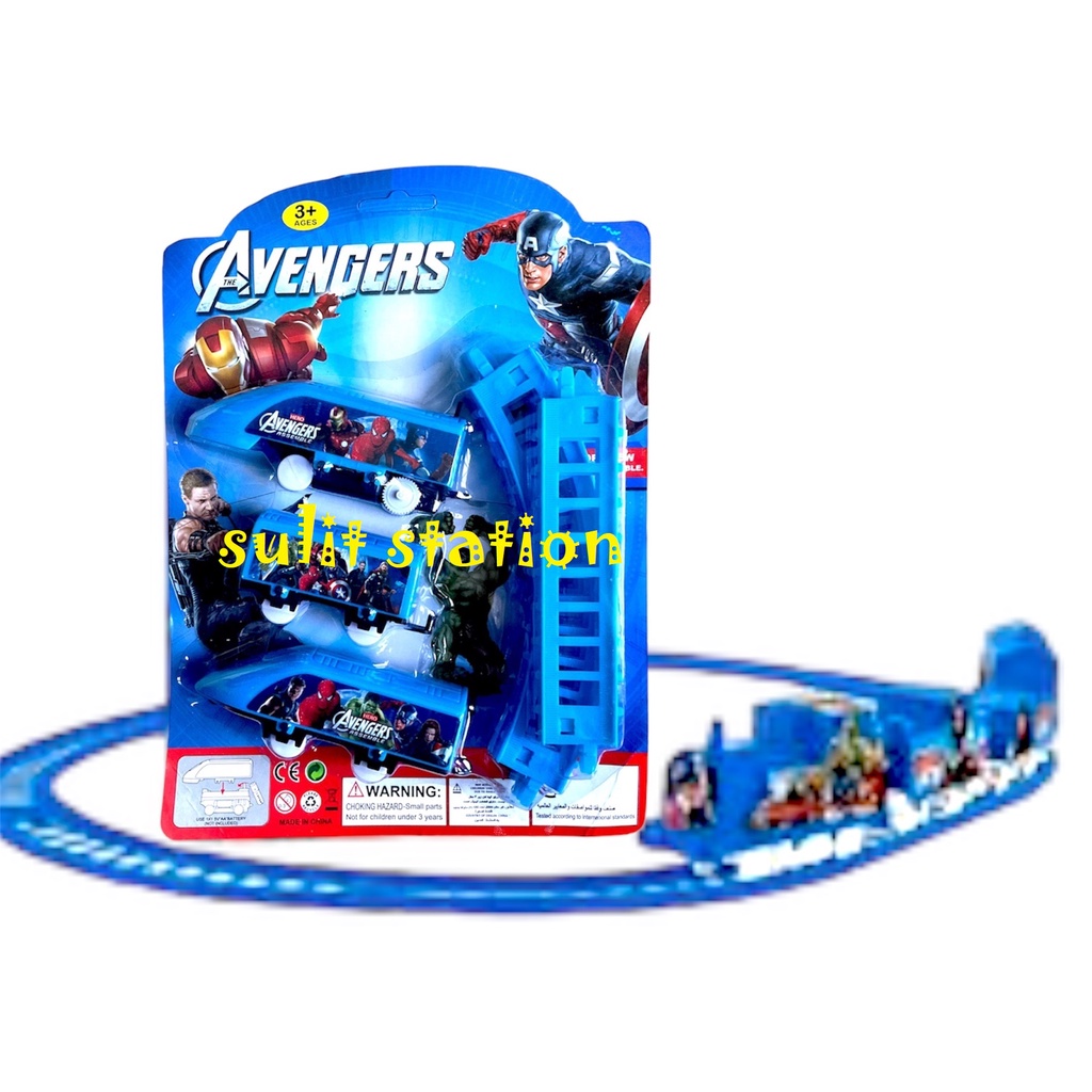 SUPER HERO AVENGERS BATTERY OPERATED MINI TOY TRAIN with TRACK PLAY SET ...