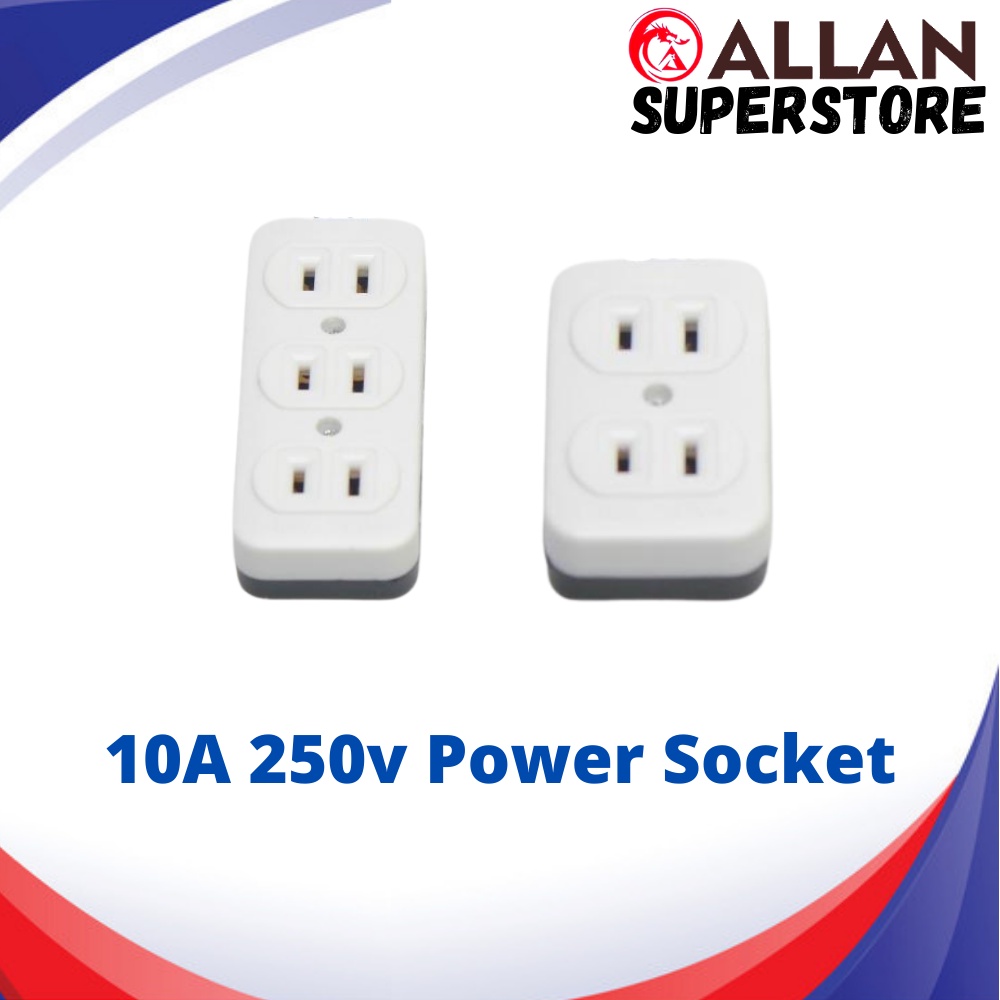 Allan Superstore 10pcs 10A 250V Power Socket | Q-3312 2-GANG | Q-3313 3 ...