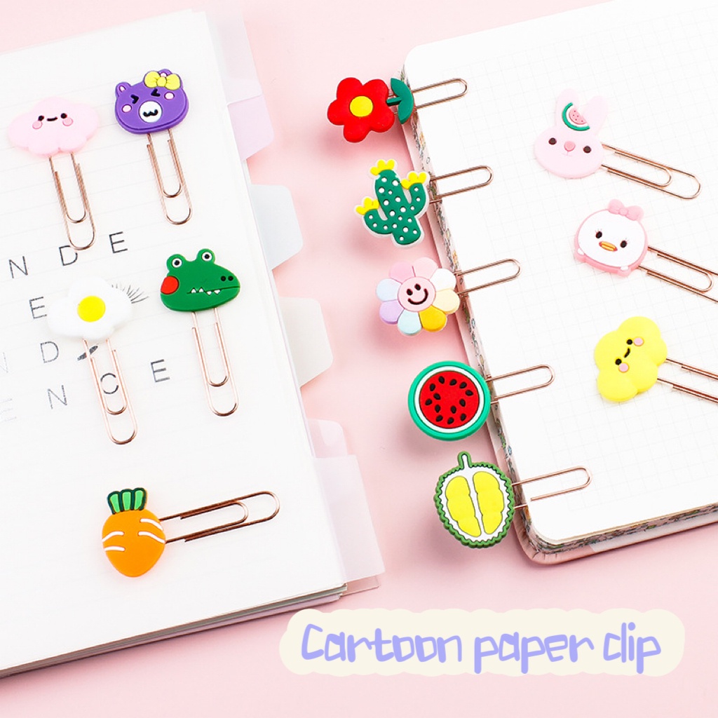 1PC Creative INS cartoon paper clip cute pattern metal bookmark student ...