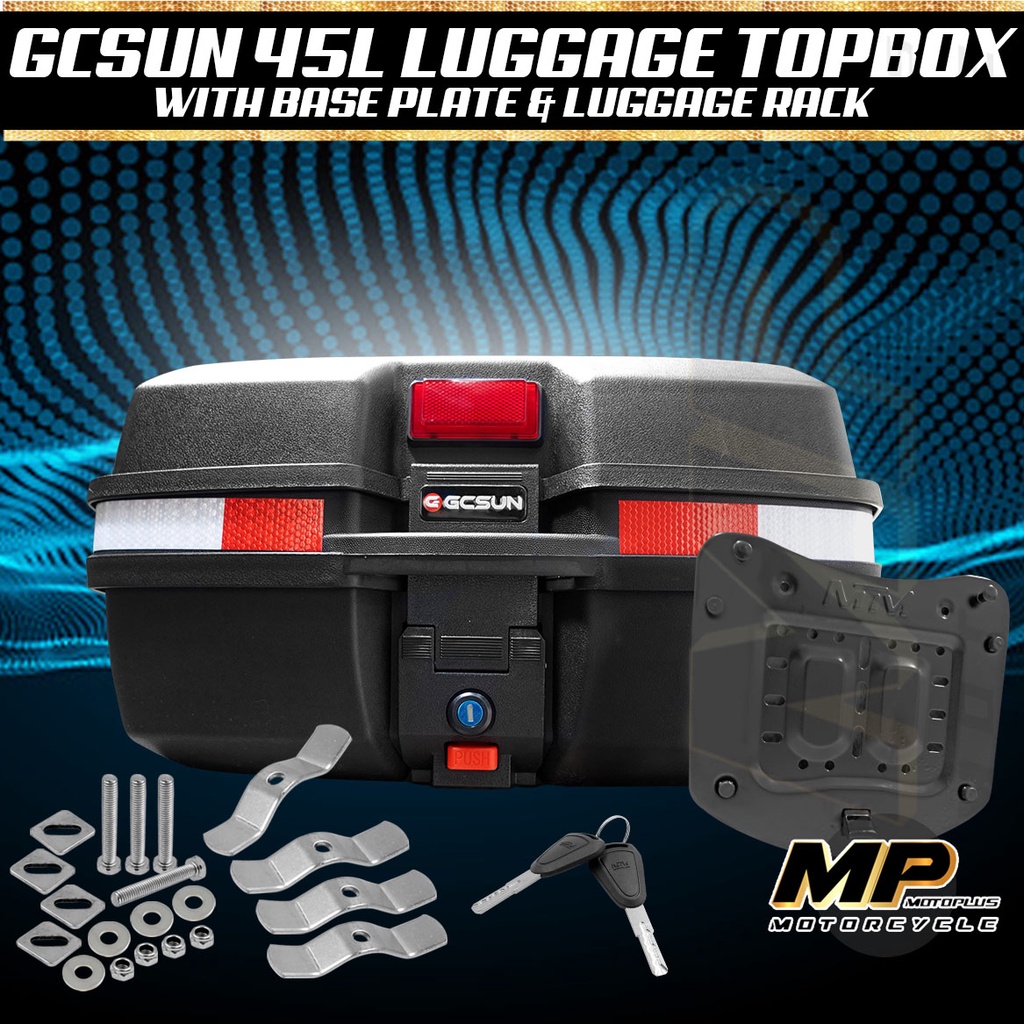 GCSUN 45L LUGGAGE TOP BOX WITH METAL BASE - MOTOPLUS | Shopee Philippines