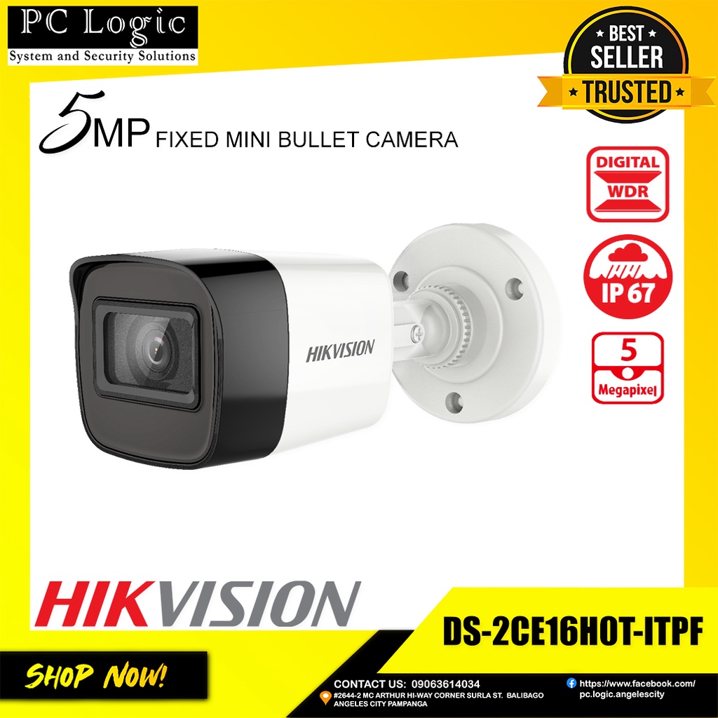 HIKVISION DS-2CE16H0T-ITPF 5MP 4 IN 1 | IP67 | BULLET CAMERA | Shopee ...