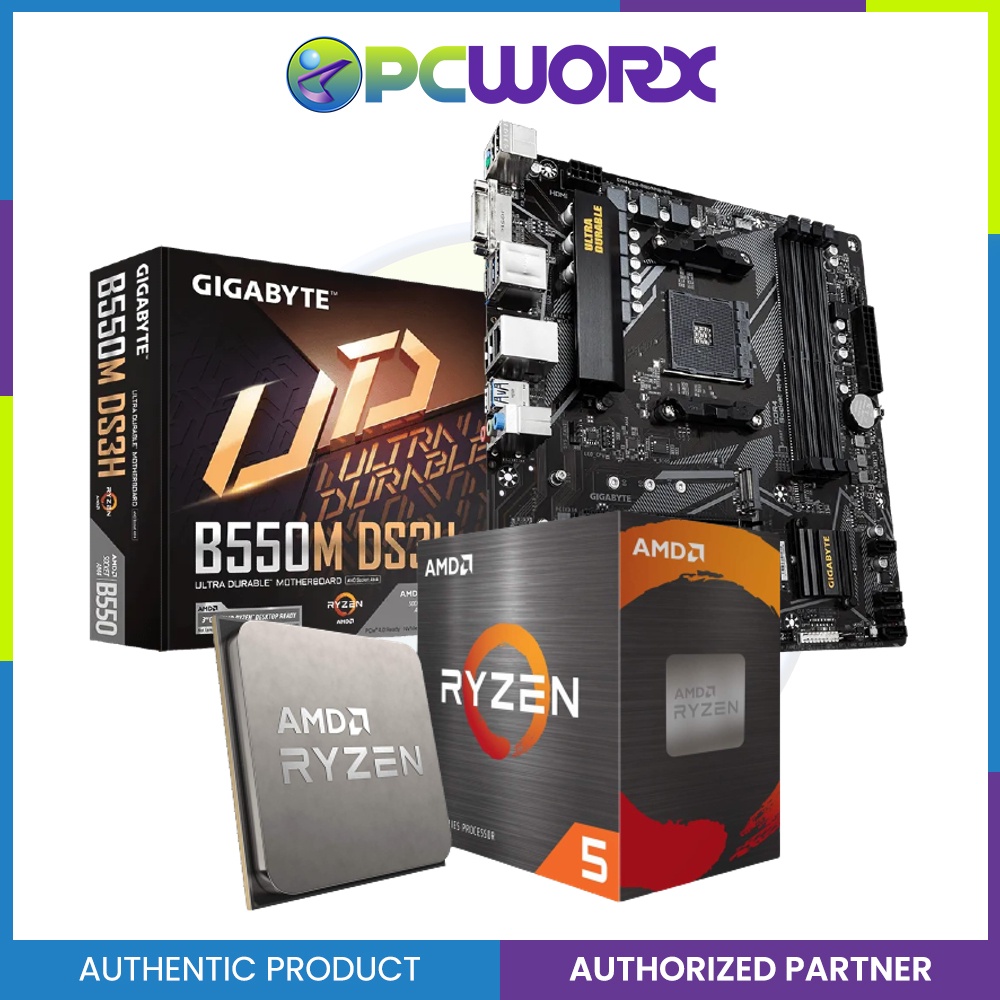AMD Ryzen™ 5 5600 Desktop Processor with Gigabyte B550M-DS3H AM4 Socket ...