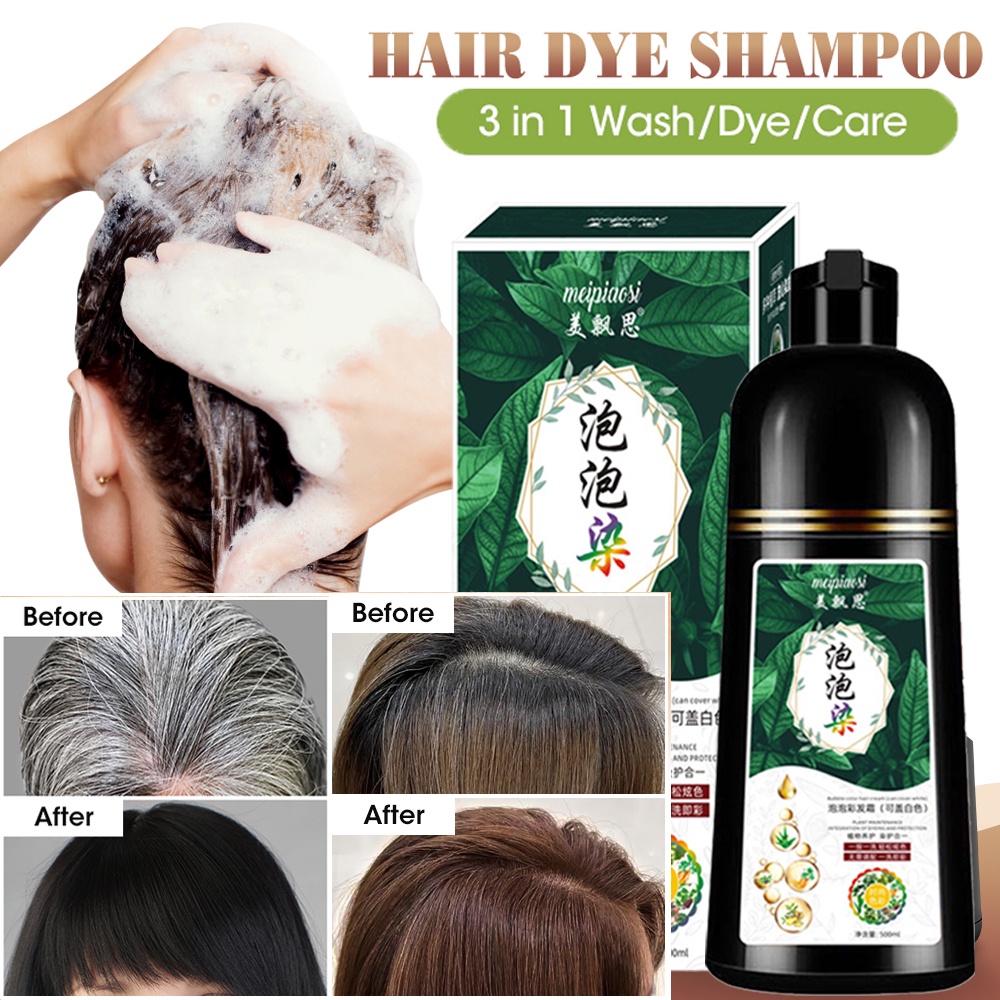 500ml Organic Natural Brown & Black Hair Shampoo 3 In 1 Plant Essence ...